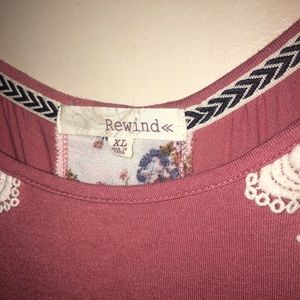 Rewind | Tops | Rewind Soft Pink Shirt Floral Thread Lace Xl | Poshmark
